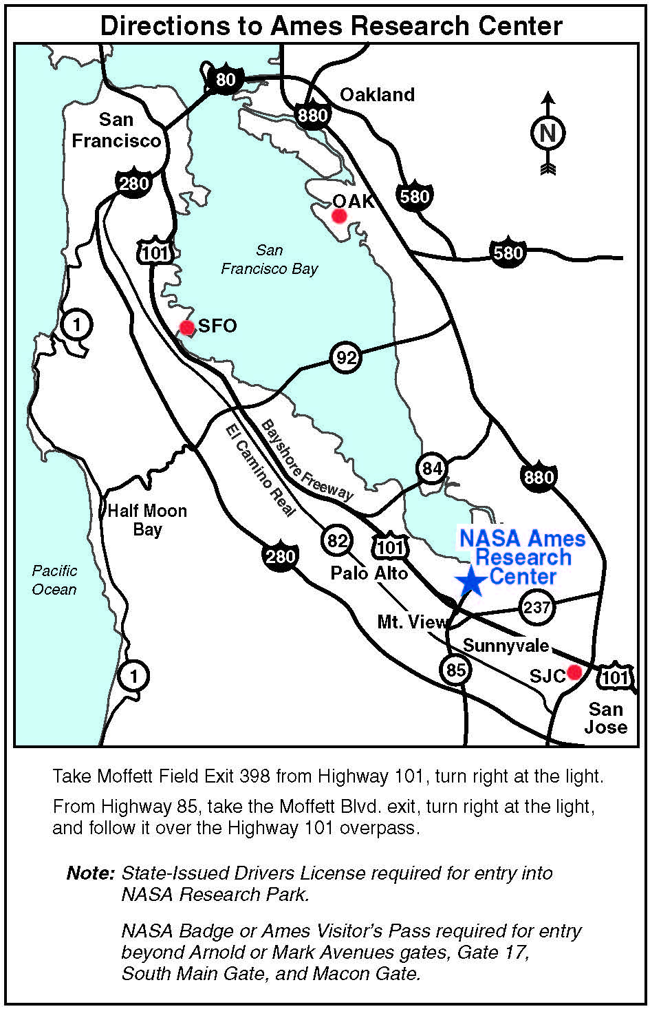 Nasa Driving Directions To Nasas Ames Research Center